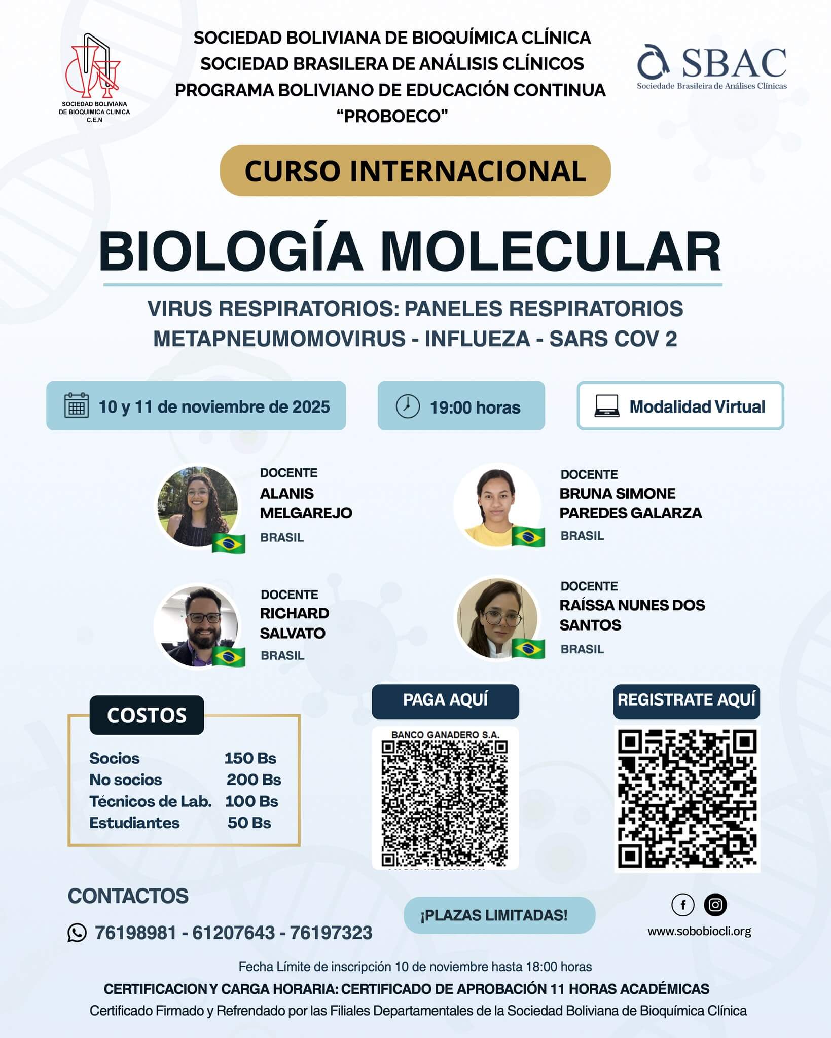 Curso Internacional Virtual: Biología Molecular 2025 | SOBOBIOCLI y SBAC